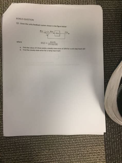 Solved Given The Unity Feedback System Shown In The Figure