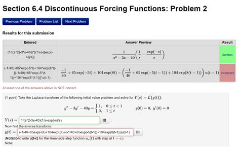 Solved Section 64 Discontinuous Forcing Functions Problem