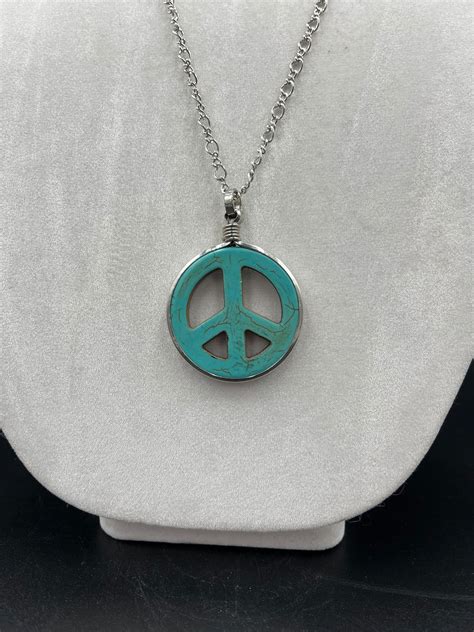 Turquoise Peace Symbol Pendant Etsy