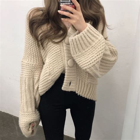 Thick Oversized Chunky Cable Knit Cardigan Coat Button Up Sunifty