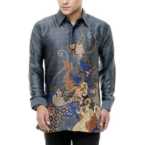 Kemeja Mens Batik Shirt Long Sleeve Semi Silk Batik Coated With Smooth