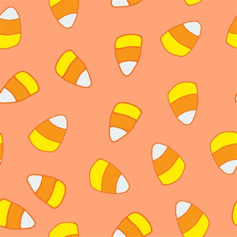 Candy Corn Seamless Pattern Background Hand Drawn In Doodle Style Halloween Holiday Decor