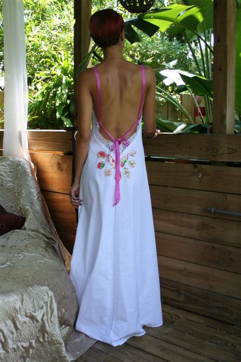 White Lace Backless Nightgown Bridal Lingerie Wedding Etsy