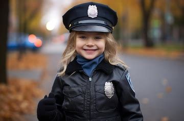 Premium Photo Young Girl Dressed As A Police Officer