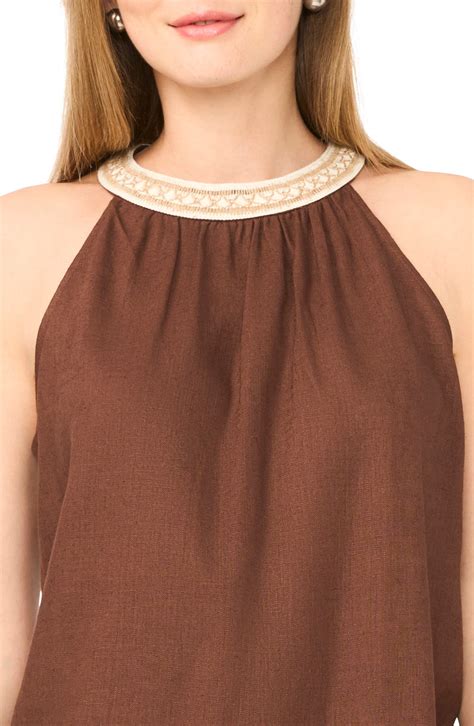Parker Beaded Trim High Neck Woven Top Nordstromrack