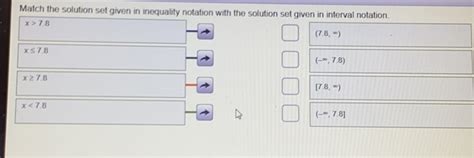 Solved Match The Solution Set Given In Inequality Notation With The Solution Set Given In