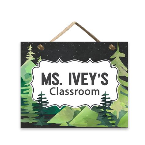 Personalized Mountain Theme Classroom Door Sign Custom Decor And
