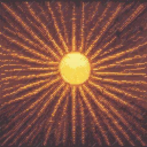 Pixel Art Sun With Radiant Light Rays Premium Ai Generated Image