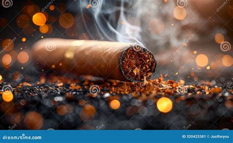 Burning Cigar With Smoke And Ash Generative Ai Stock Illustration