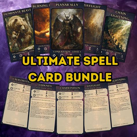 Dnd 5e Spell Cards Bundle Illustrated And Printable All Classes