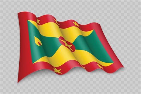 Premium Vector 3d Realistic Waving Flag Of Grenada