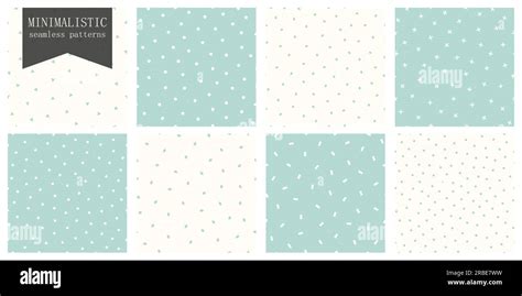 Collection Of Simple Seamless Delicate Patterns With Geometric Shapes