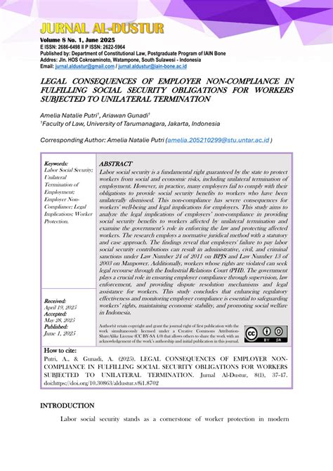 Pdf Legal Consequences Of Employer Non Compliance In Fulfilling