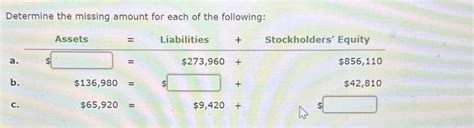 solved determine the missing amount for each of the
