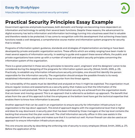 practical security principles essay example