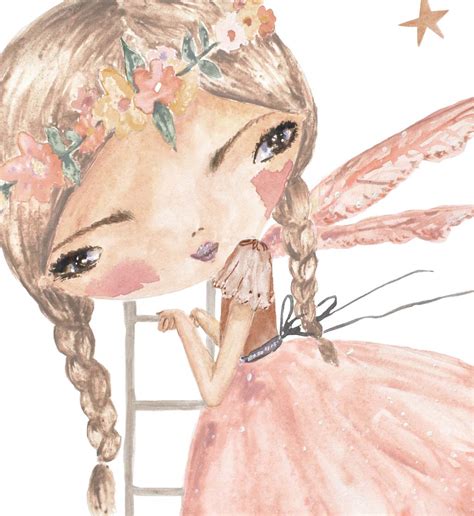 Pip Phee Peach Princess Moon Ladder Art Print Pipandphee Au