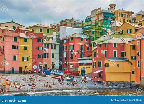 Boccadasse Beach In Genoa Editorial Image Image Of Rest 155945355