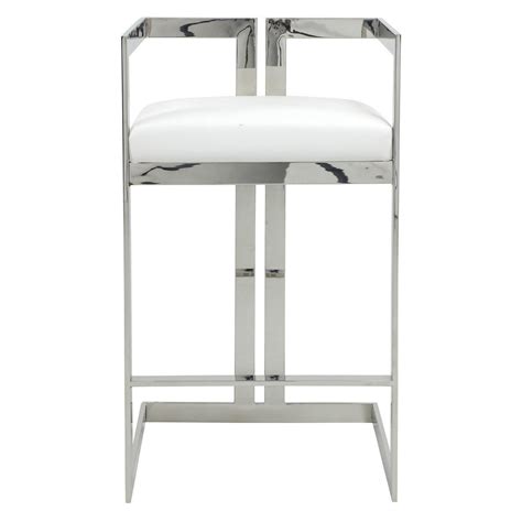 Vogue White Velvet Chrome Counter Stool Avant Garde Furniture