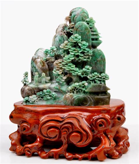 Natural Dushan Jade Chinese Scenery Statue Traditional Oriental