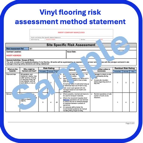 Vinyl Flooring Risk Assessment Method Statement Seguro Hands