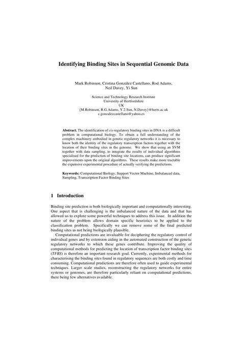 Pdf Identifying Binding Sites In Sequential Genomic Data