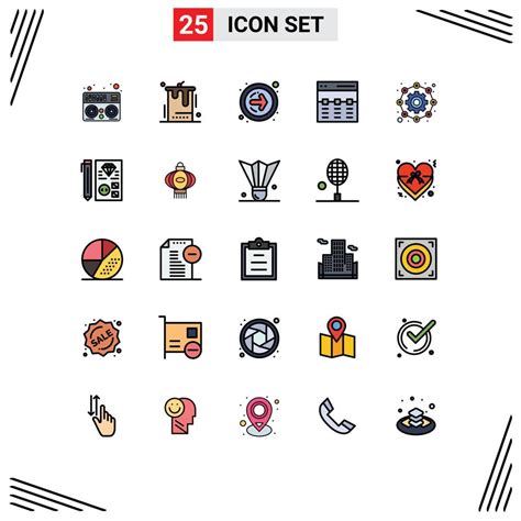 User Interface Pack Of 25 Basic Filled Line Flat Colors Of