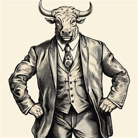 Premium Photo Vintage Bullman In Suit Detailed Engraving Style Vector