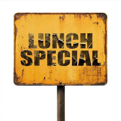 Lunch Special Written On Rusted Yellow Road Sign Isolated On Solid