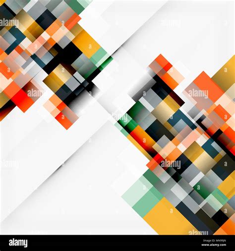 Abstract Blocks Template Design Background Simple Geometric Shapes On White Straight Lines And