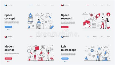 A Comprehensive Set Of Web Templates For Flat Design Focused On Science And Space Themes And