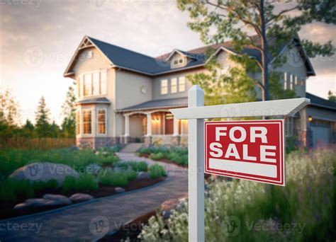Home For Sale Real Estate Sign In Front Of House 21928226 Stock