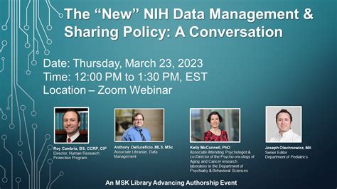 Webinar The “new” Nih Data Management And Sharing Policy A Conversation