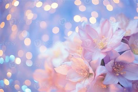 Ai Generated Flower Background With Bokeh Lights And Copy Space