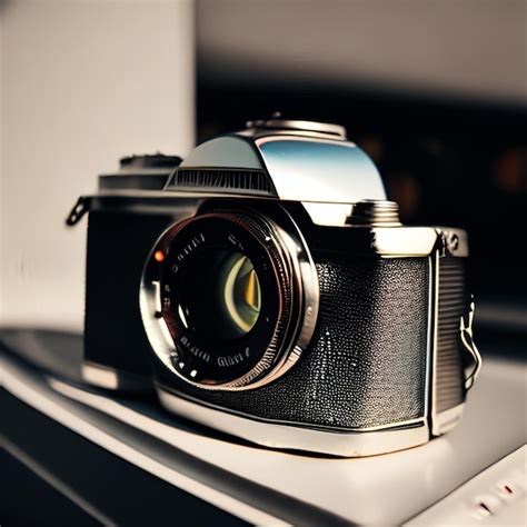 Premium Ai Image Antique Camera Captures Shiny Chrome Slr Lens