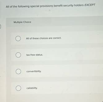 Solved All of the following special provisions benefit | Chegg.com