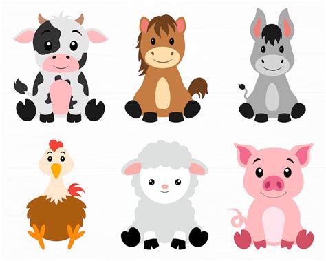 Farm Animals Svg Bundle Animals Svg Pig Sheep Horse Donkey Cow Chicken