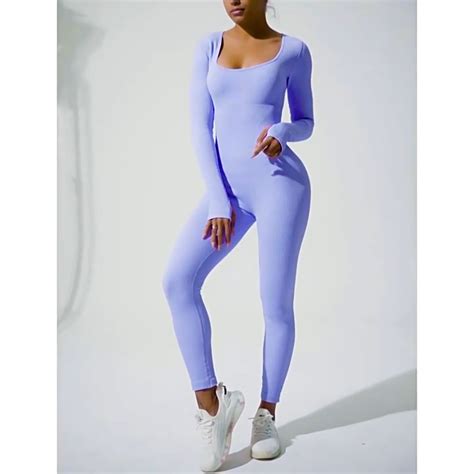 Clt6845 Women Seamless Long Sleeve Jumpsuit Yoga Fitness Dancing Slim Fit Active Wear - Buy ...