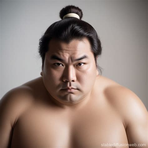 Sumo Wrestlers Decisive Expression With Distinctive Hair Stable