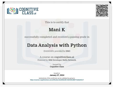 K Mani On Linkedin Datascience Python Ibmtraining Dataanalysis
