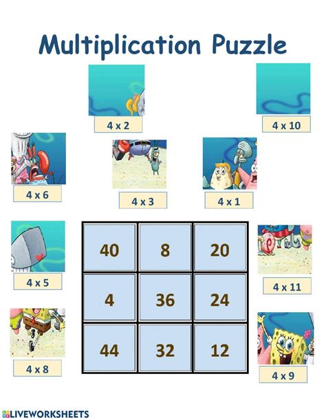 Multiplication Puzzle Online Exercise For Live Worksheets