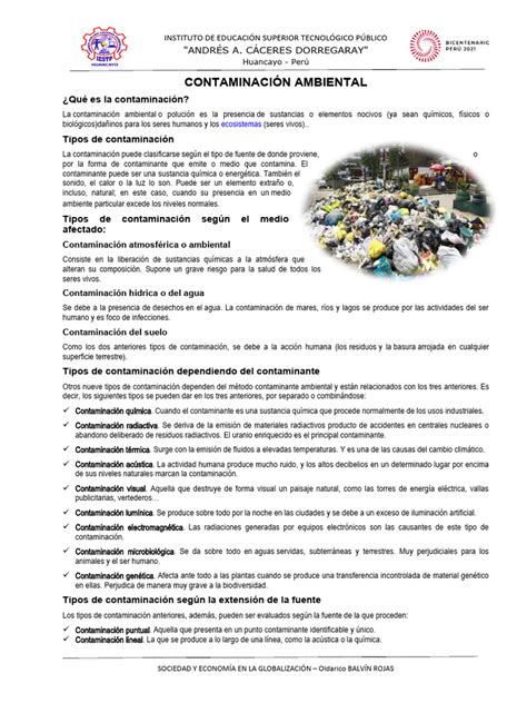 Contaminación Ambiental Pdf Contaminación Agua