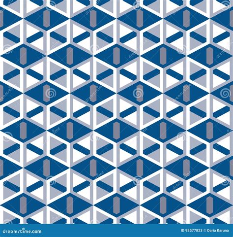Abstract Seamless Pattern With Cubic Lattice Angular Geometric Elements Stock Vector