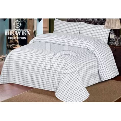 Pure Cotton Bed Sheet White Color Blue Lines