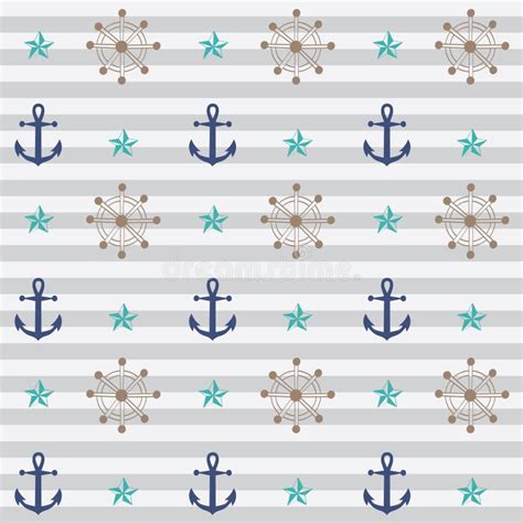 Vintage Stripe Anchor And Shipwheel Stock Vector Illustration Of