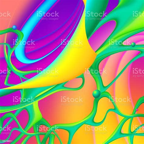 3d Abstract Colorful Psychedelic Background Vivid Neon Gradients Curvy