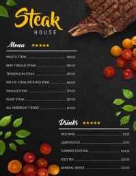 Special Steak Menu Template Postermywall