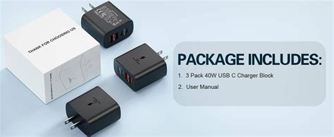 3 Pack Usb C Charger Block Fast Charge 40w 4 Port Type C