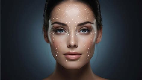 Premium Photo Woman With Biometric On Her Face