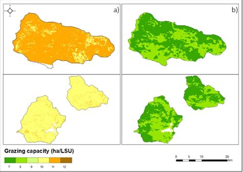 Model Estimated Annual Grazing Capacity For A Landsat 8 And B