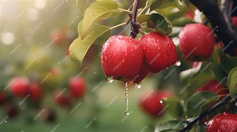Premium Photo Red Aple Tree On Blurred Greenery Tree Background